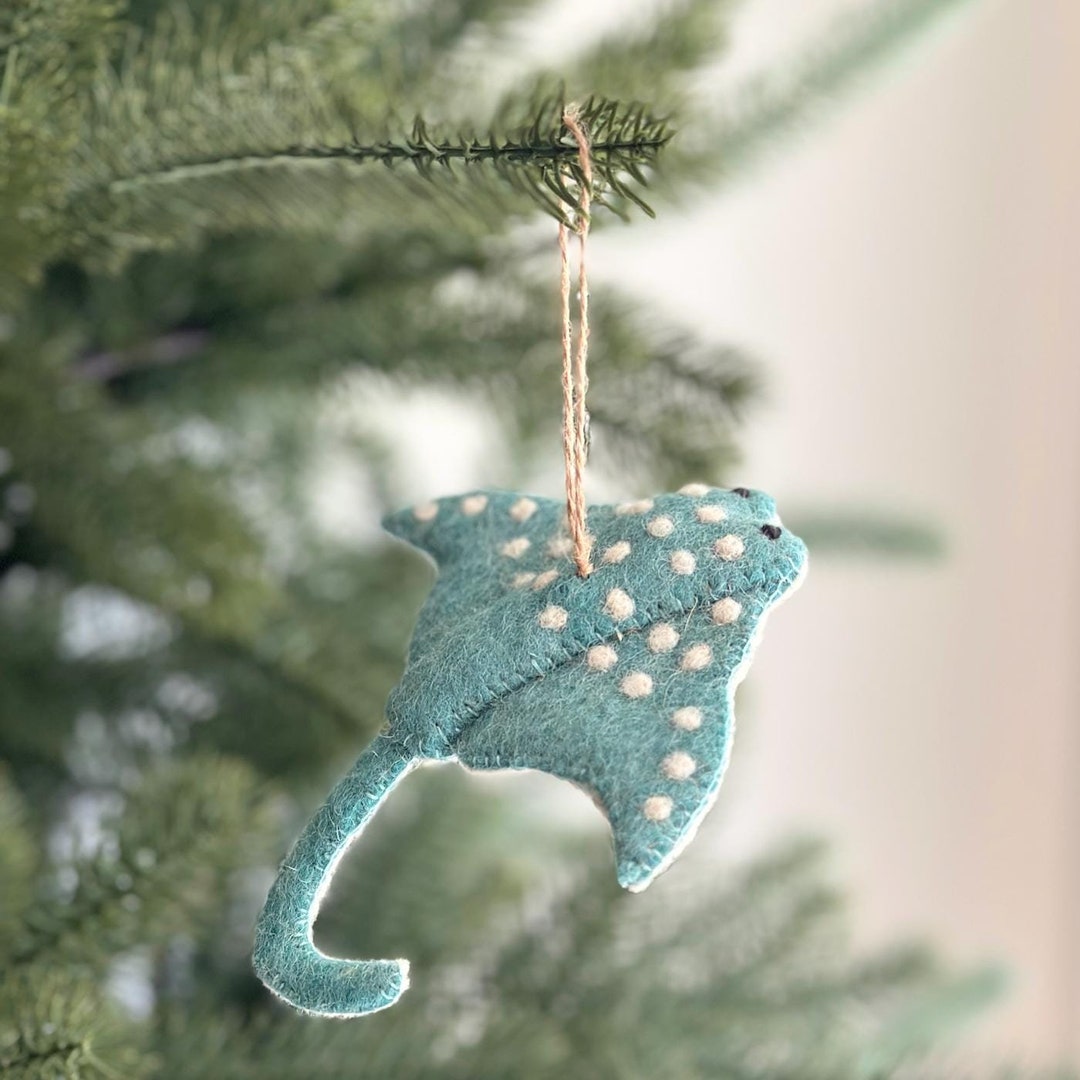 Felt Stingray Ornament With Hemp String, Sea Animal Christmas Decor ...