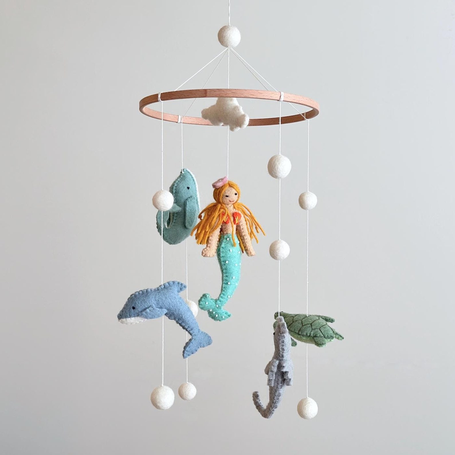 Felt Mermaid Baby Mobile for Nursery Decor, Under the Sea, Baby Shower ...