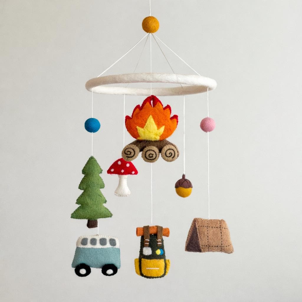 Camping Baby Mobile, Outdoor Adventure, Happy Camper Crib Mobile, Trees ...