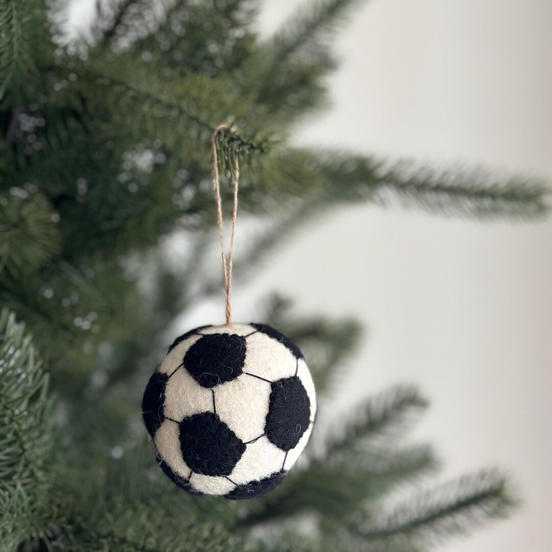Felt Soccer Ball Ornament – Handmade Wool Sports Christmas Decoration ...