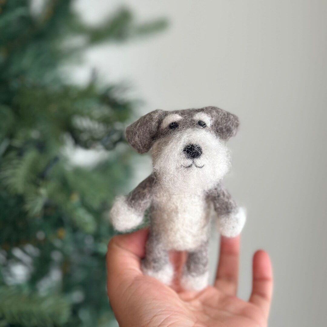 Schnauzer Dog Finger Puppet, Easter Basket Stuffer, Handcrafted Wool ...
