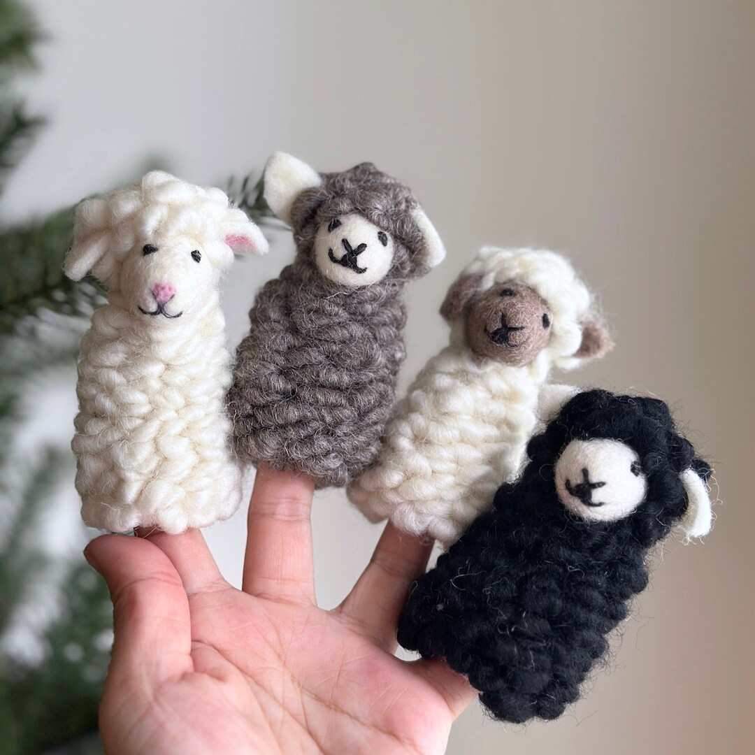 Sheep Felt Finger Puppet, Needle Felted Finger Puppet, Counting Sheep ...