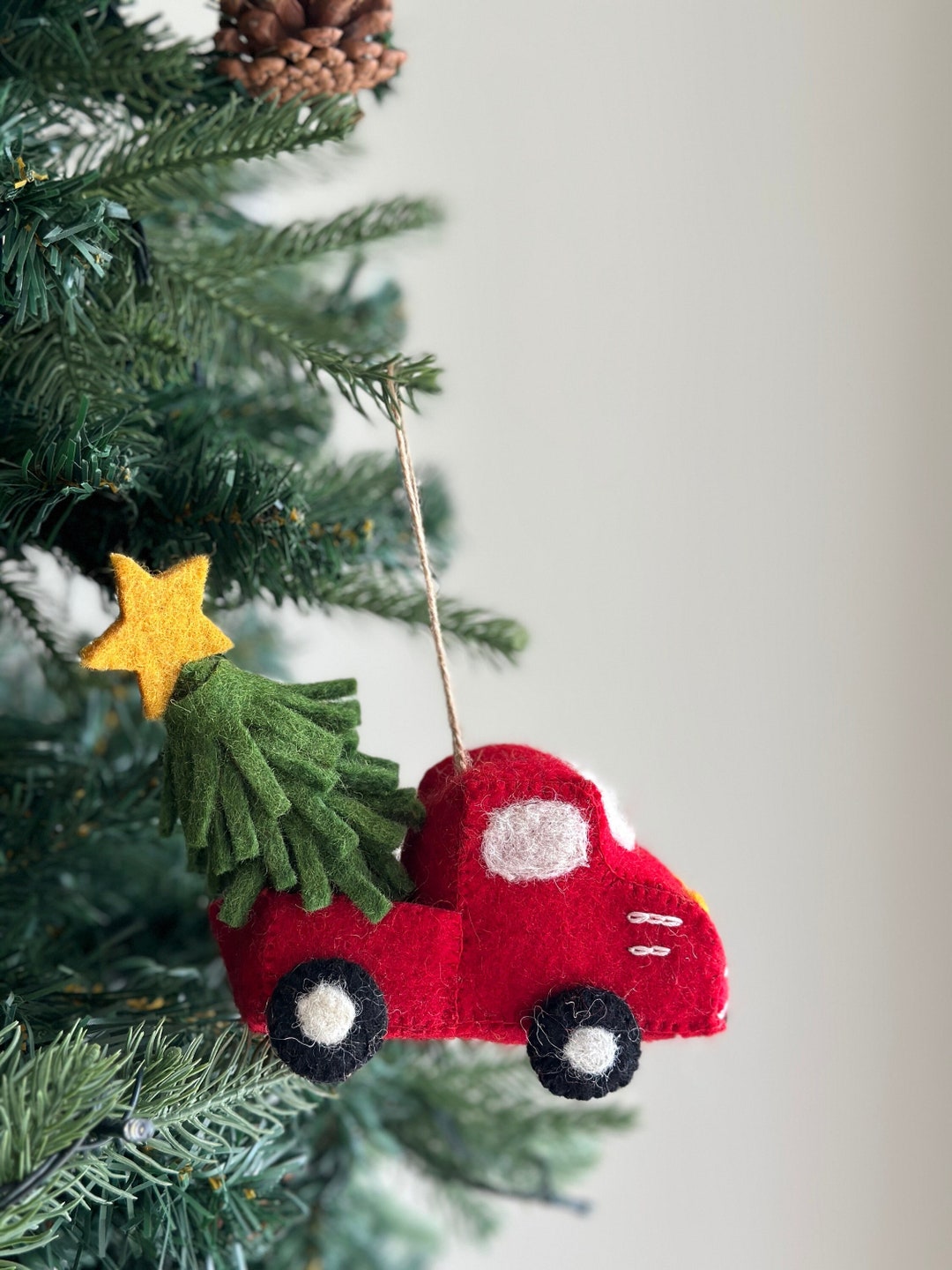 Felt Pickup Truck With Christmas Tree Ornament, Christmas Farm ...