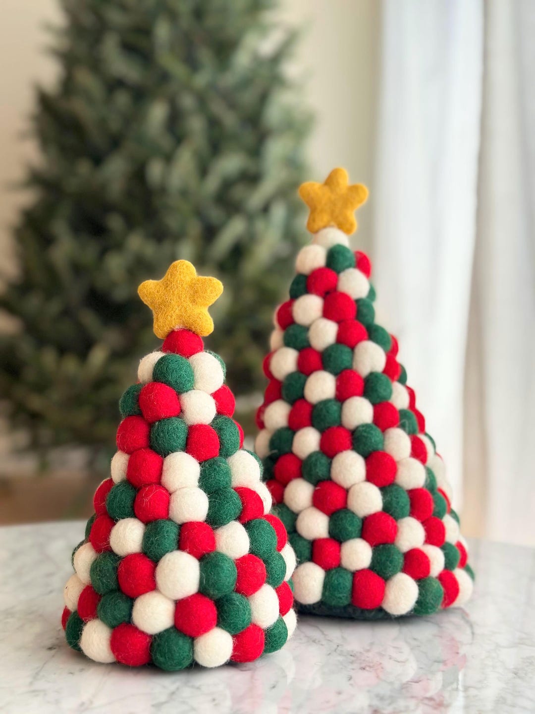Felt Ball Christmas Tree Table Display - Felt Ball Christmas Tree ...