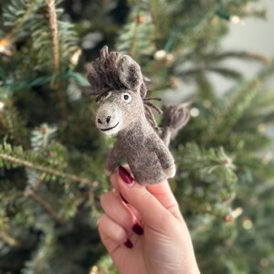Needle Felted Gray Donkey Finger Puppet Handcrafted Wool Toy Nature ...