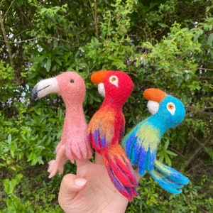Tropical Bird Finger Puppets Set of 5 - Parrot Finger Puppets, Flamingo ...