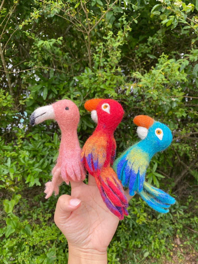 Felt Tropical Bird Finger Puppets – Handmade Waldorf Toys, Set of 5 - Etsy