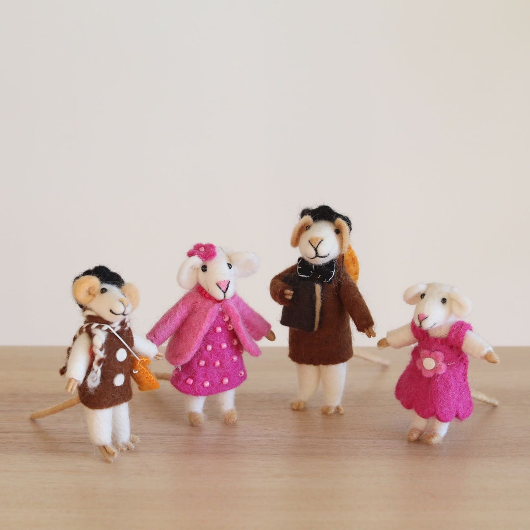 Mice Family, Felt Mice Miniature, Collectible Mouse, Felt Toy, Pretend ...