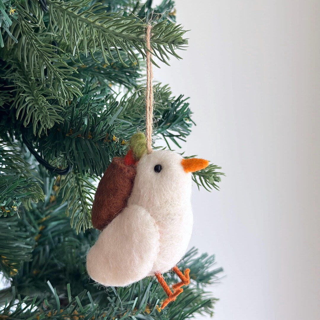 Felt Dove Carrying Carrot, Hemp String Attached, Wool Felt Christmas ...