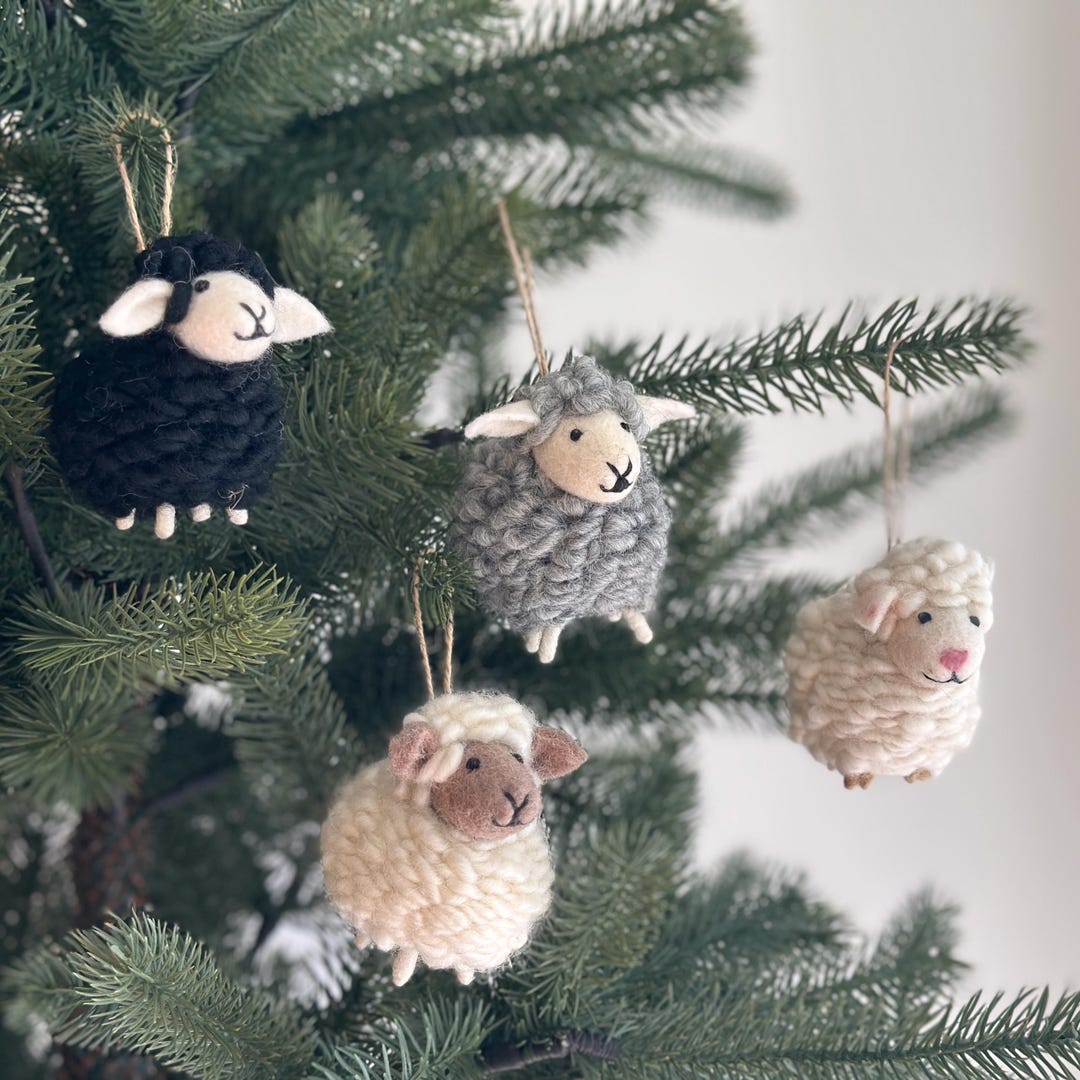 Felt Fluffy Sheep Ornament, Easter Ornament, Biodegradable Ornament ...