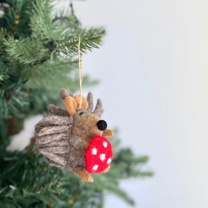 Hedgehog Ornament, Felt Hedgehog Miniature With Hemp String Attached ...