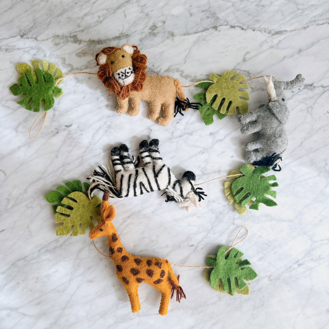 Felt Safari Animal Garland, Baby African Animal Banner, Decor Jungle ...