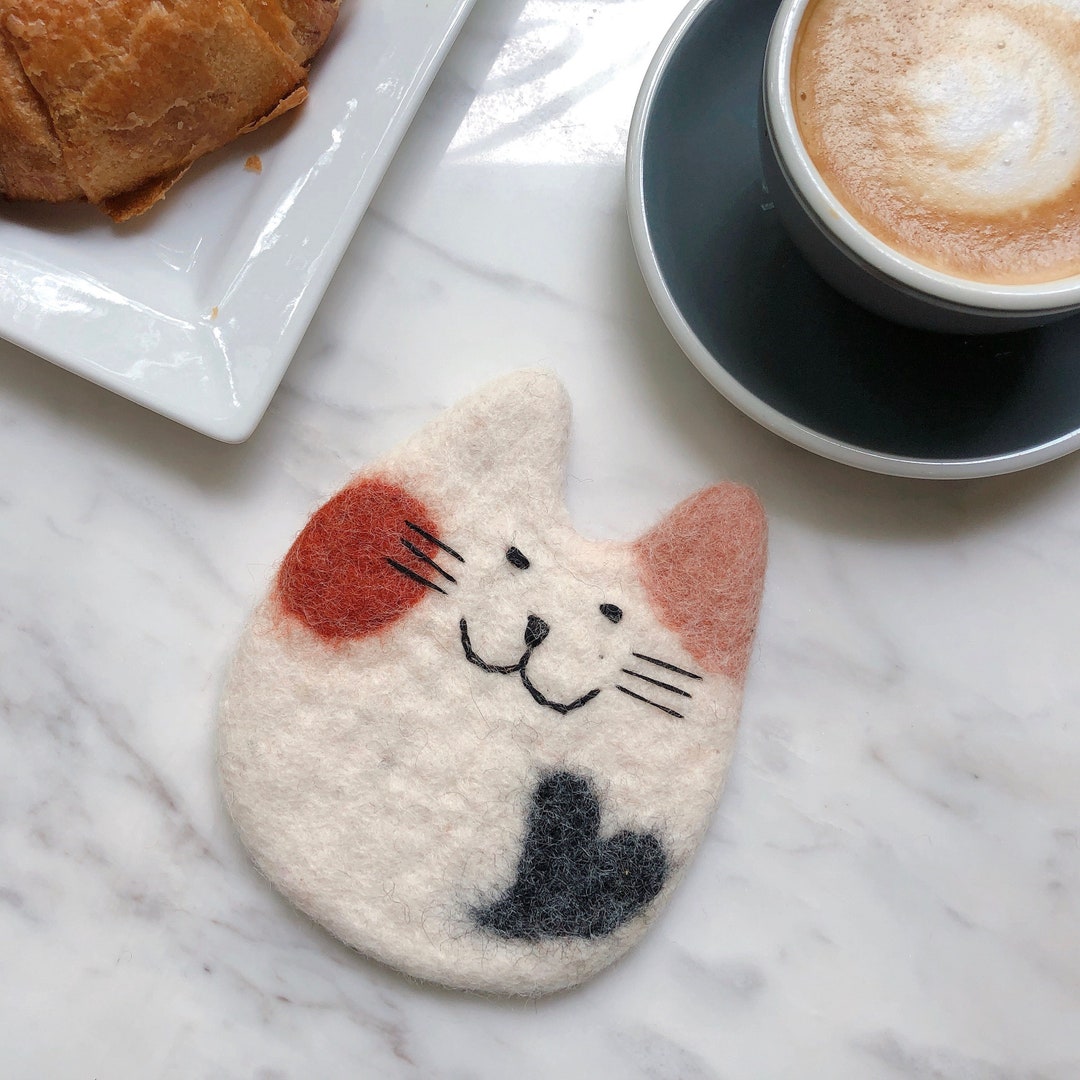 Cat Coasters, Absorbent Table Coasters, Felt Animal Cup Coasters, Eco ...