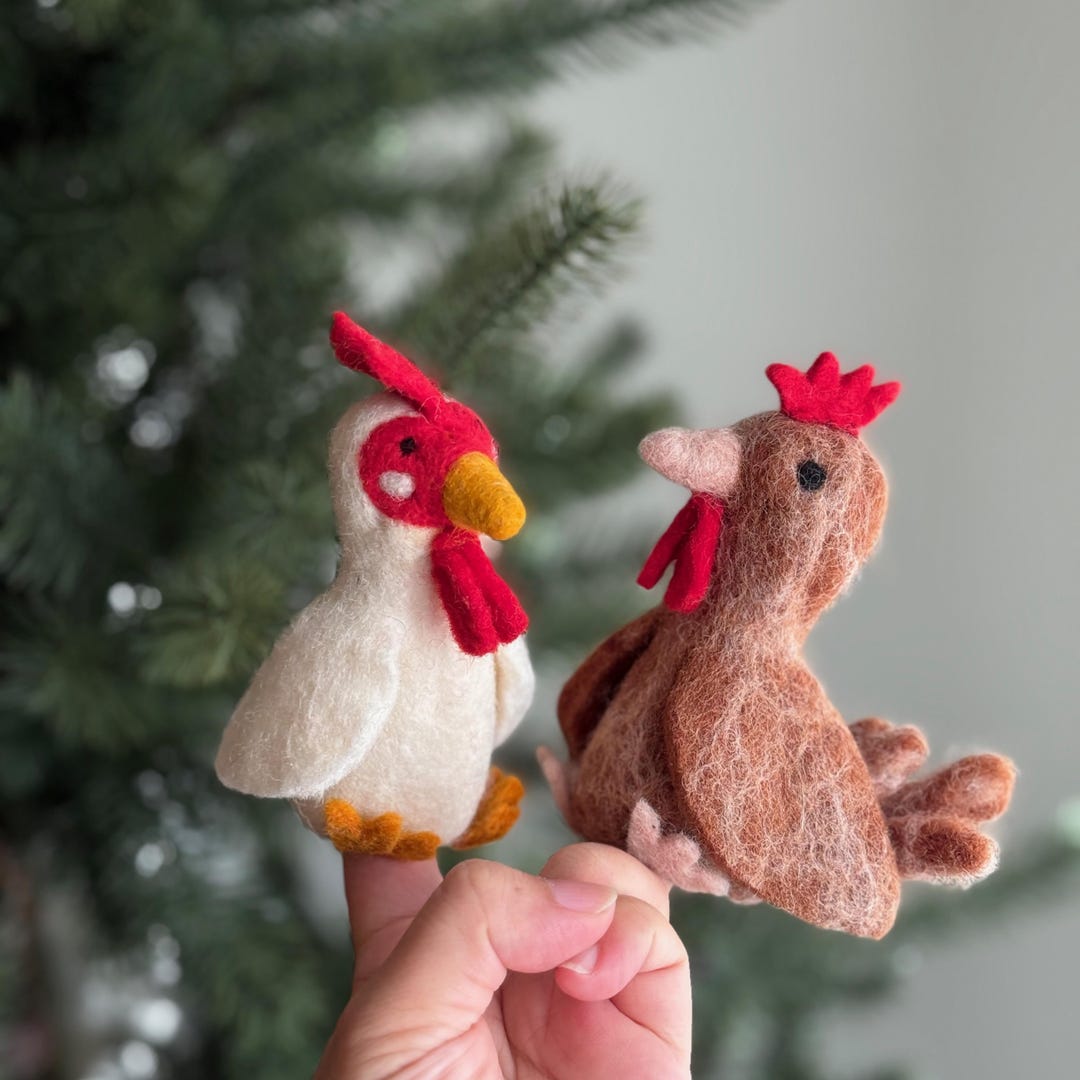 Chicken Finger Puppet, Easter Stocking Stuffer, Waldorf Toy, Speech ...