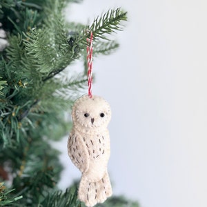 Owl Felt Ornament, Felt Christmas Ornament, Snowy Owl Ornament, Harry ...
