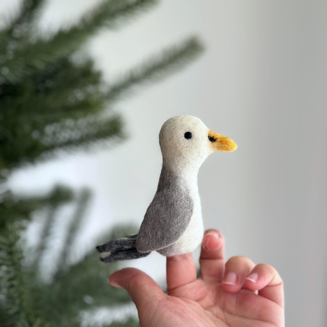 Seagull Finger Puppet - Handcrafted Wool Bog Toy - Nature-inspired Play ...