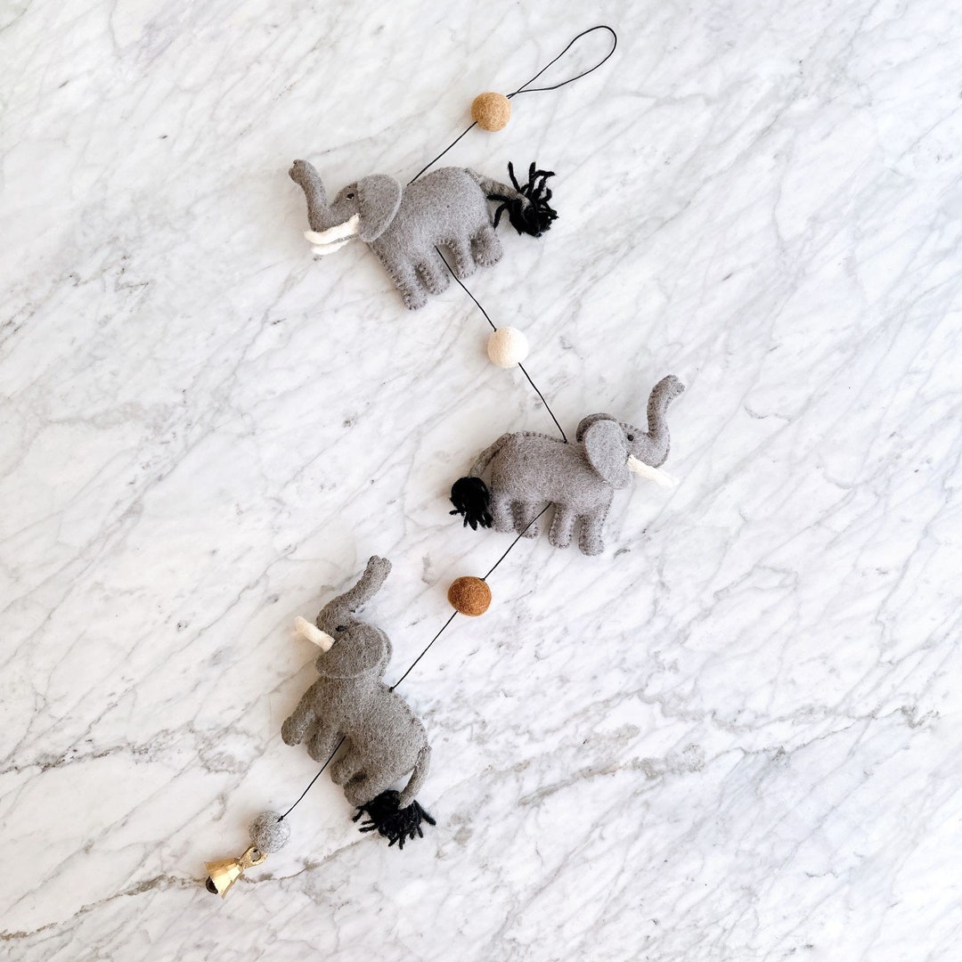 Felt Elephant Garland With Copper Bell, Nursery Decor - Etsy