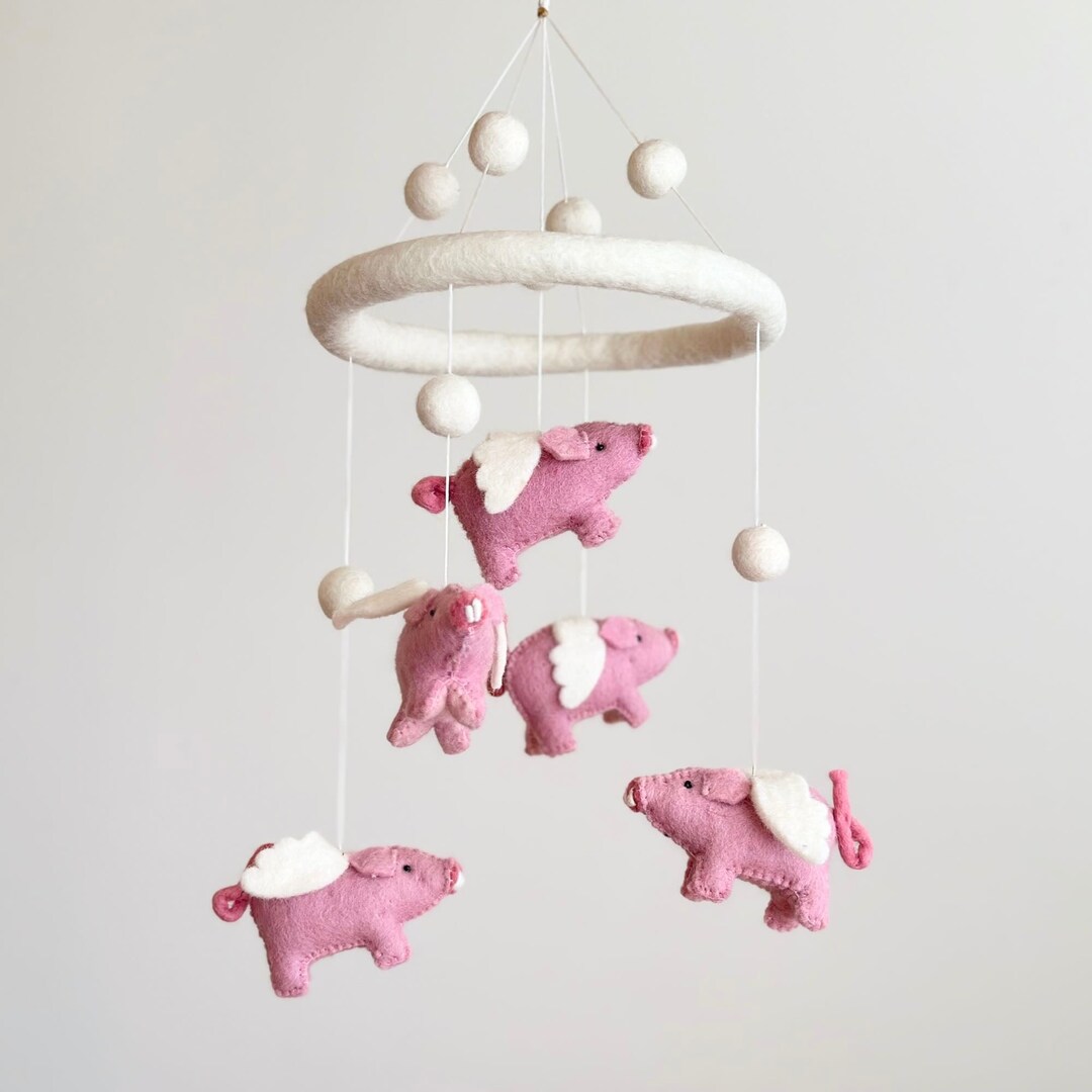 Flying Pig Baby Mobile, Pink Pig Mobile, Barnyard Baby Mobile for ...