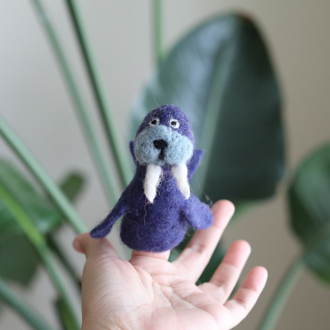 Needle Felted Walrus Finger Puppet - Handcrafted Wool Toy - Nature ...