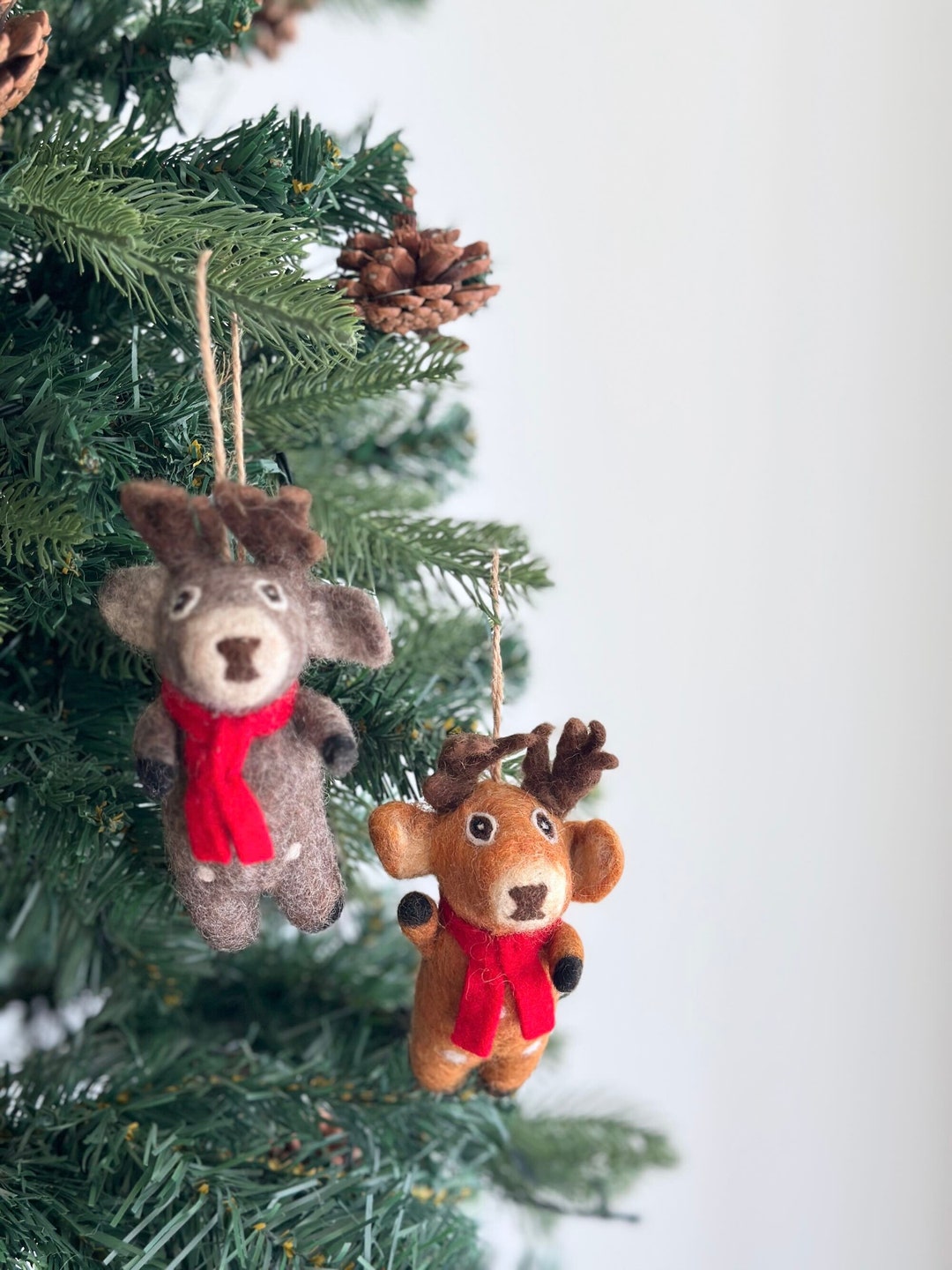 Felt Reindeer Christmas Ornament, Needle Felted Tree Hanging ...