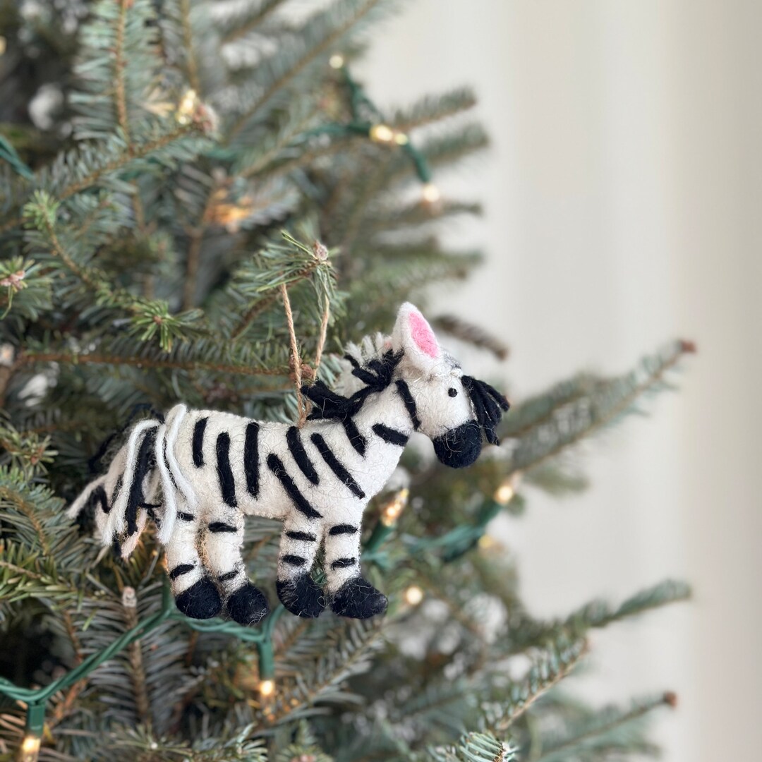 Felt Zebra Ornament, Safari Animal Christmas Ornament - Etsy