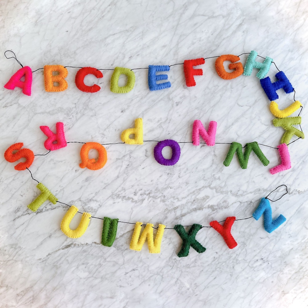 Felt Alphabet Garland, Fair Trade, Nursery Decor, Waldorf Inspired ...