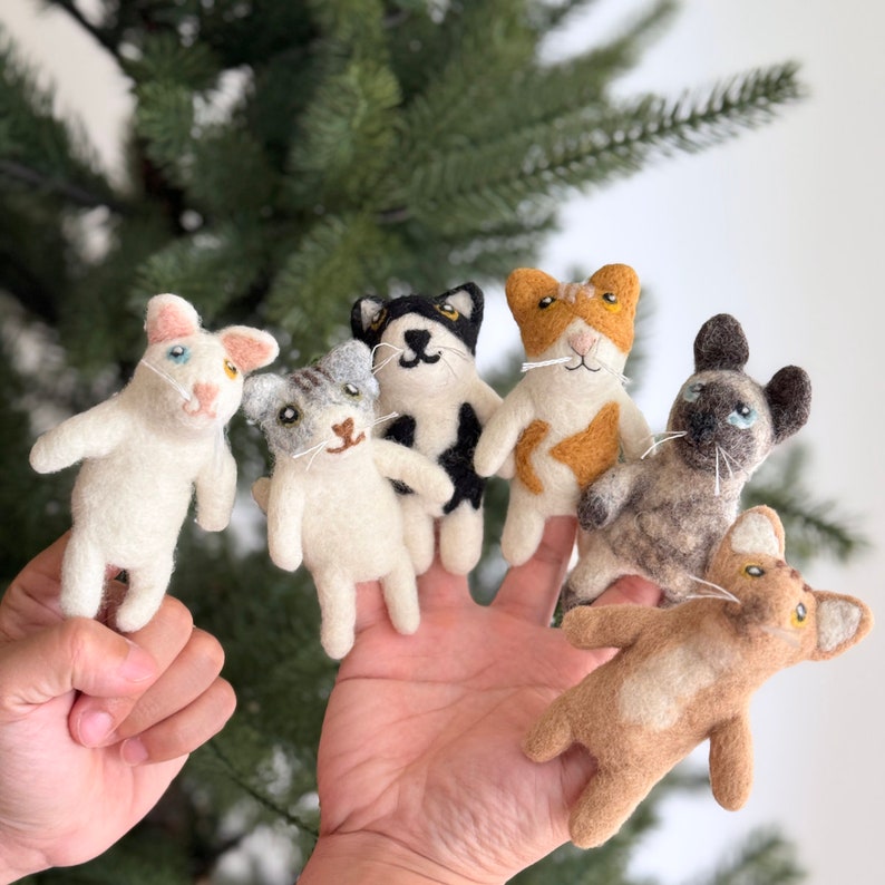 Cat Felt Finger Puppet, Tabby Cat, Needle Felted Finger Puppet, Waldorf ...