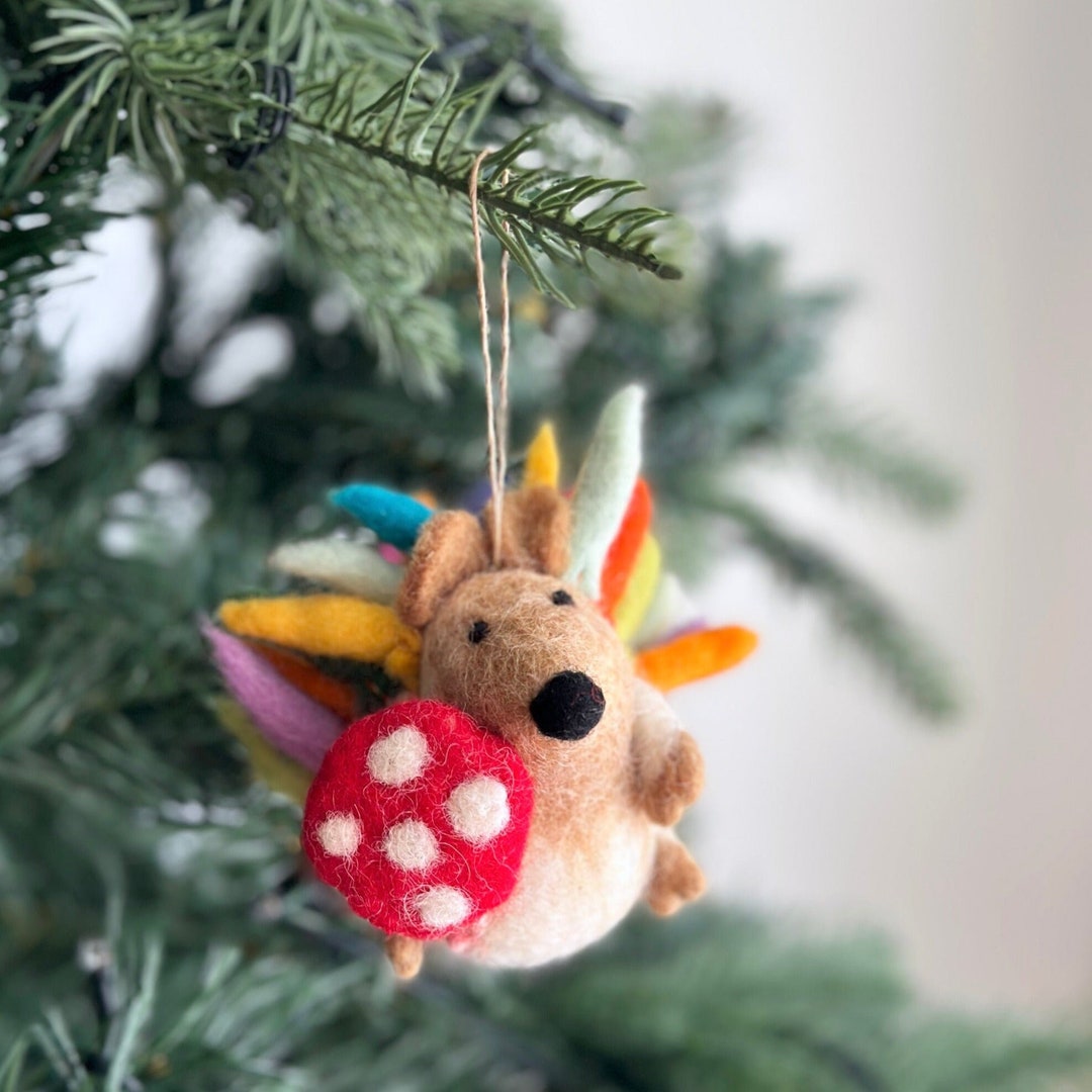Hedgehog Ornament, Felt Hedgehog Miniature With Hemp String Attached ...