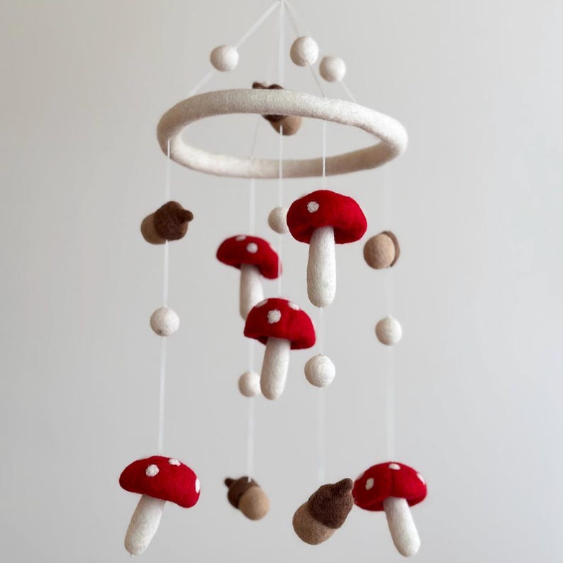 Mushroom & Acorn Baby Mobile, Woodland Crib Mobile, Baby Shower's Gift ...