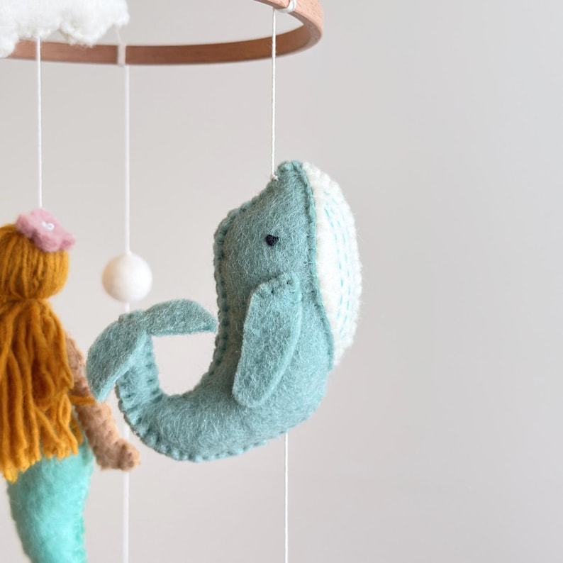Felt Mermaid Baby Mobile for Nursery Decor, Under the Sea, Baby Shower ...