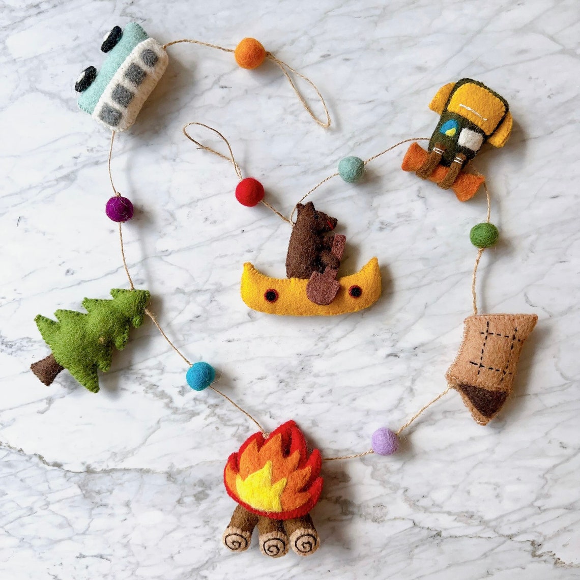 Felt Camping Garland, Outdoor Decor, Felt Camp Fire, Felt Canoe, Felt ...