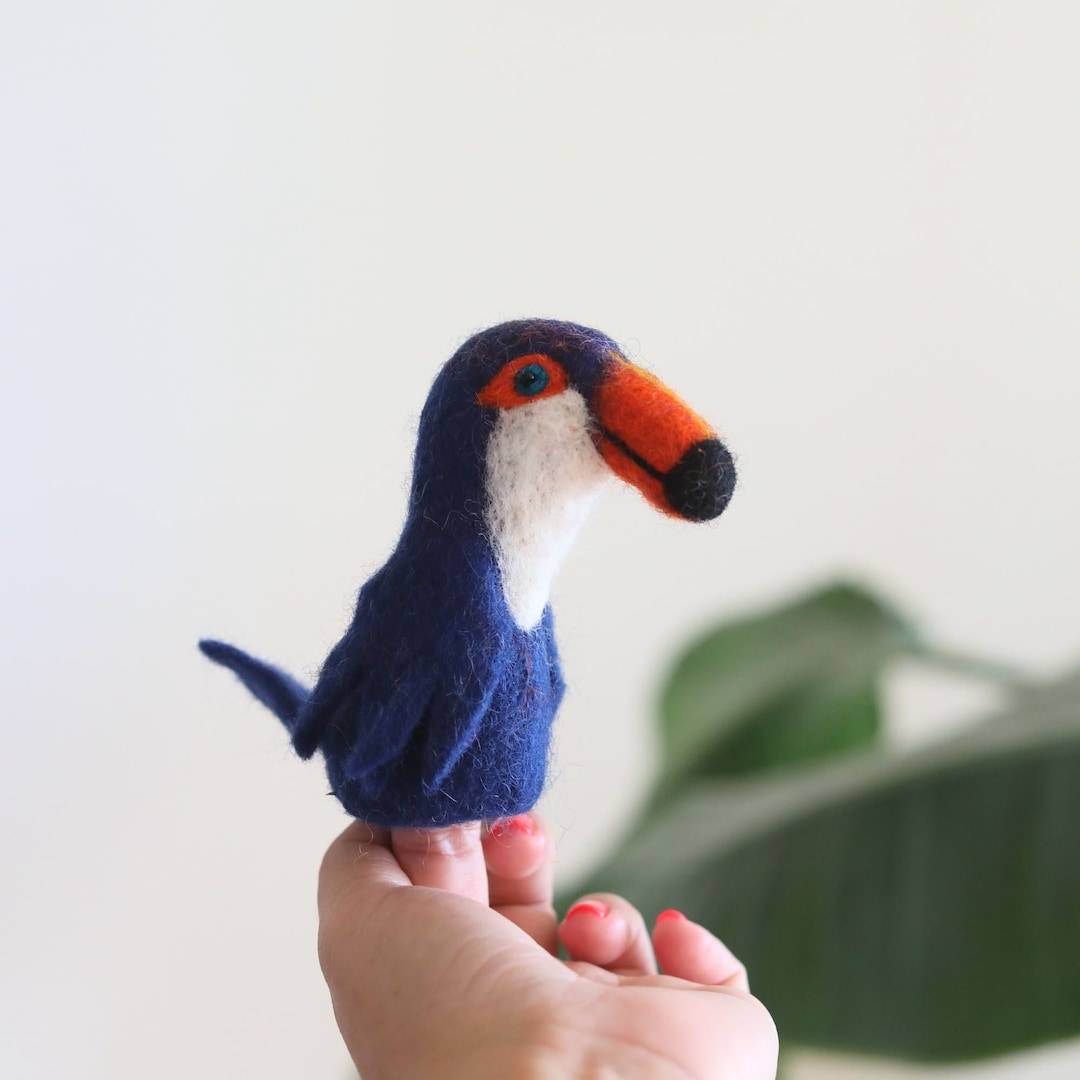 Needle Felted Toucan Finger Puppet - Handcrafted Wool Bird Toy - Nature ...