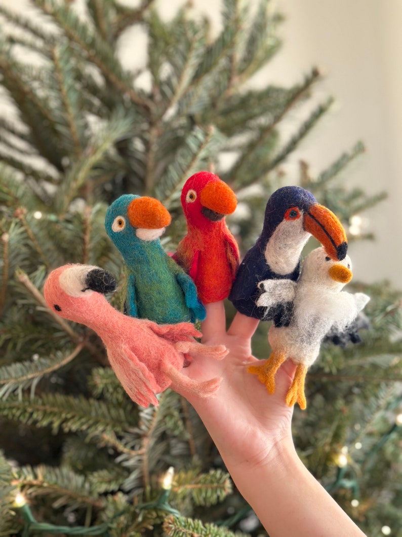 Tropical Bird Finger Puppets Set of 5 Parrot Finger Puppets - Etsy
