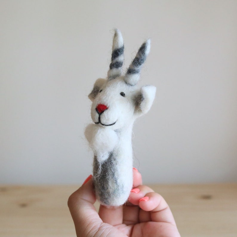 Goat Felt Finger Puppet, Barnyard Wool Felt Toys, Farm Animal Puppets ...