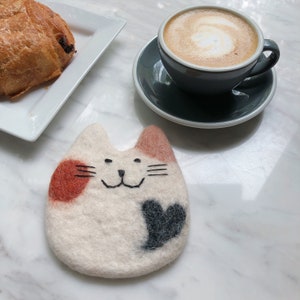 Cat Coasters, Absorbent Table Coasters, Felt Animal Cup Coasters, Eco ...