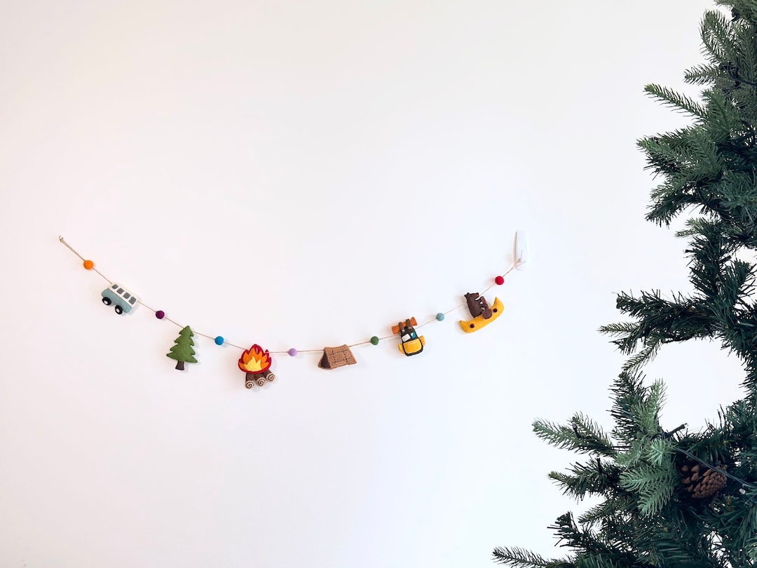 Felt Camping Garland, Outdoor Decor, Felt Camp Fire, Felt Canoe, Felt ...