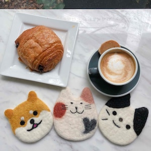 Cat Coasters, Absorbent Table Coasters, Felt Animal Cup Coasters, Eco ...