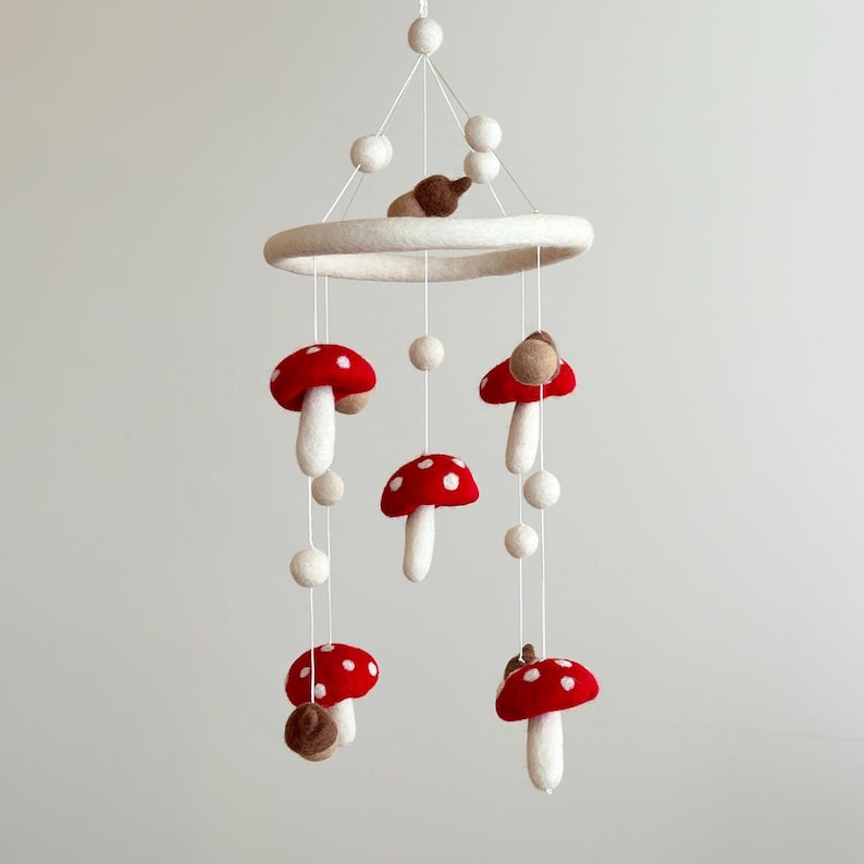 Mushroom & Acorn Baby Mobile, Woodland Crib Mobile, Baby Shower's Gift ...