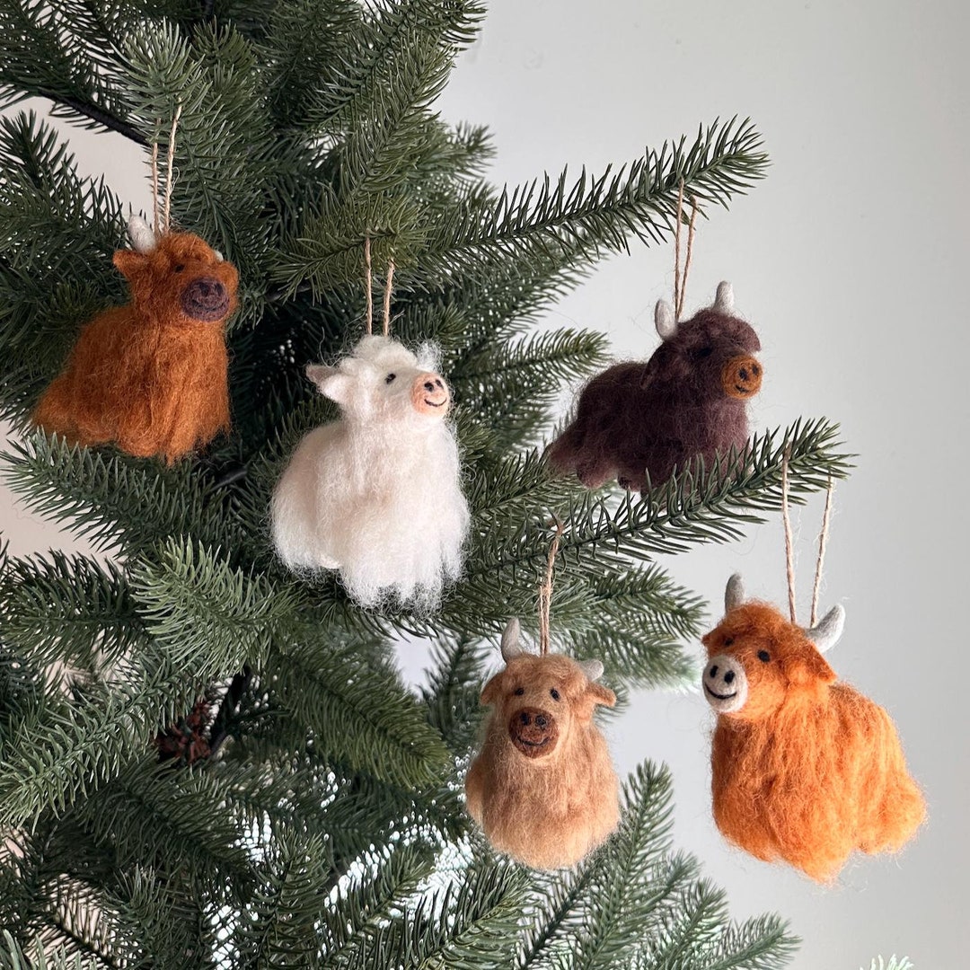 Needle Felted Highland Cow Ornament - Fair Trade Ornament - Etsy