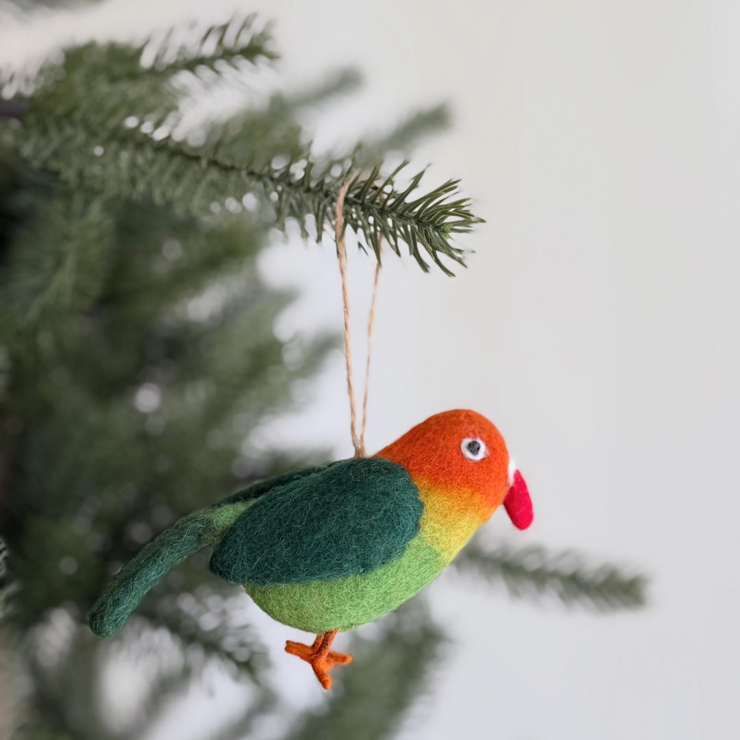 Parrot Felt Ornament – Handmade Wool Felt Lovebird Christmas Tree ...