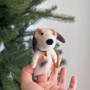 Calico Dog Finger Puppet - Handcrafted Wool Dog Toy - Nature-inspired ...