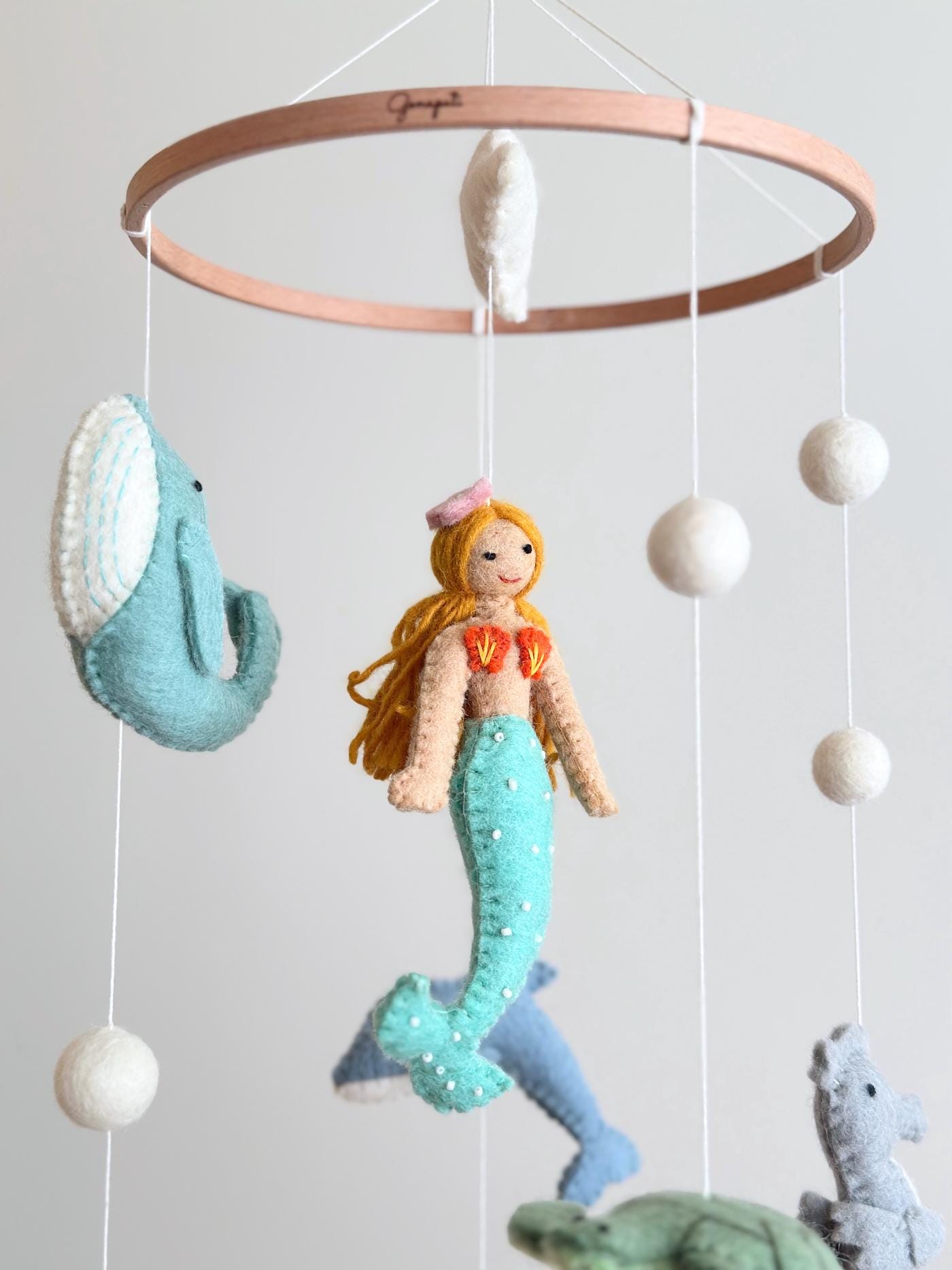 Felt Mermaid Baby Mobile for Nursery Decor, Under the Sea, Baby Shower ...