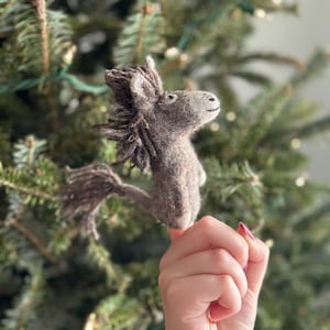 Needle Felted Gray Donkey Finger Puppet - Handcrafted Wool Toy - Nature ...