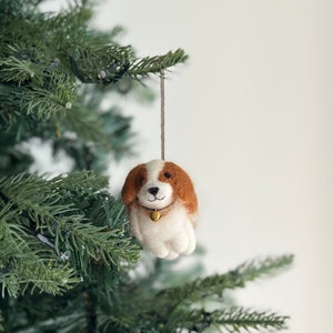 Felt King Charles Cavalier Dog Ornament, Needle Felted Dog Ornament ...