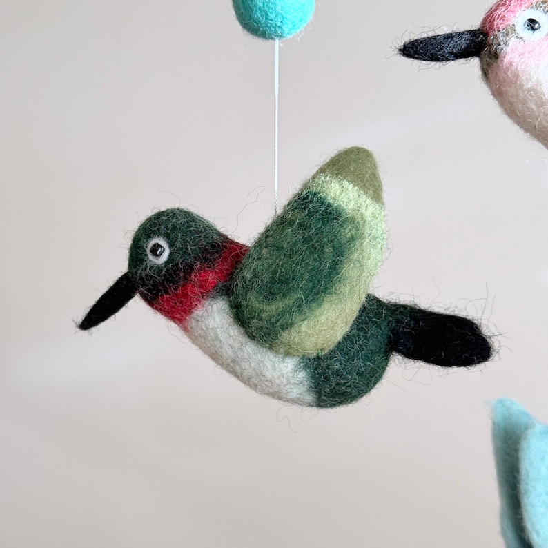 Felt Hummingbird Baby Mobile for Nursery Decor, Baby Shower's Gift ...