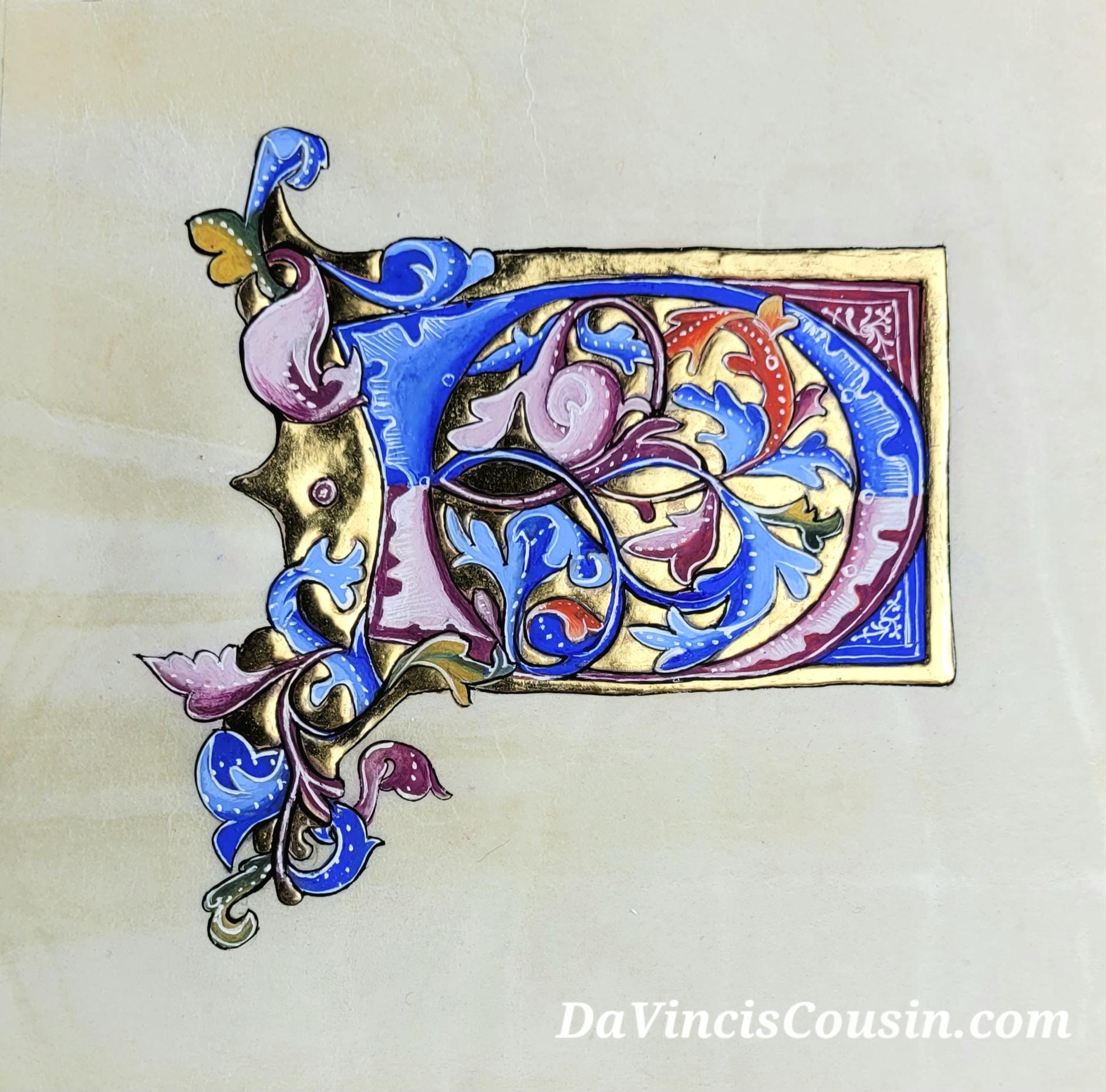 Illuminated Letter d Original Art With Gilding - Etsy