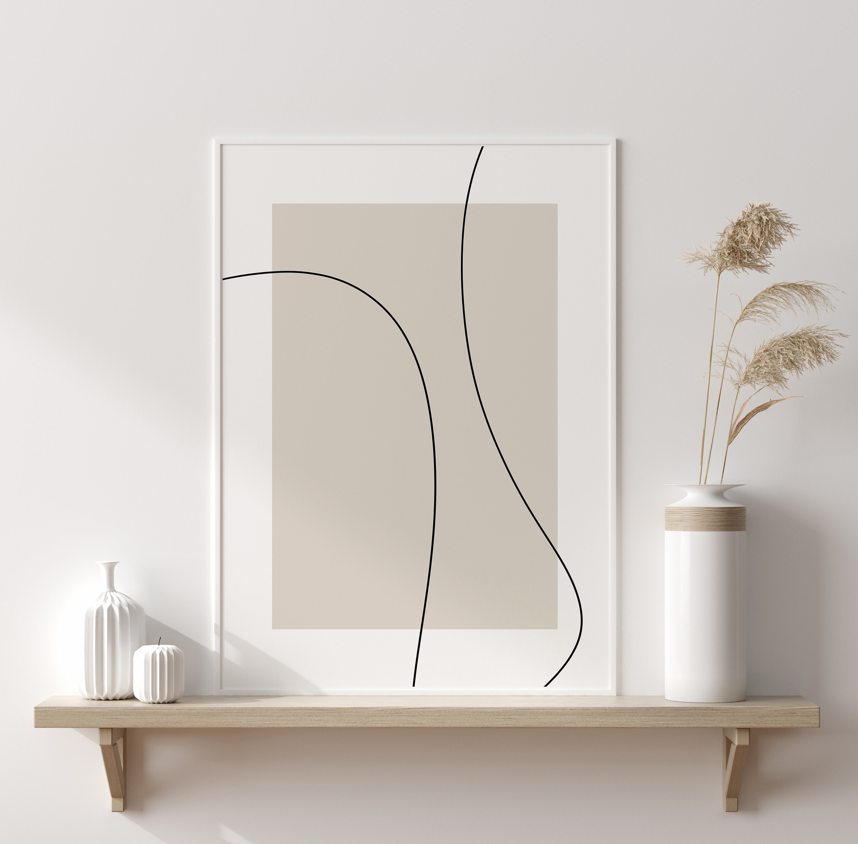 Set of 2 Neutral Abstract Prints Line Drawing Prints | Etsy
