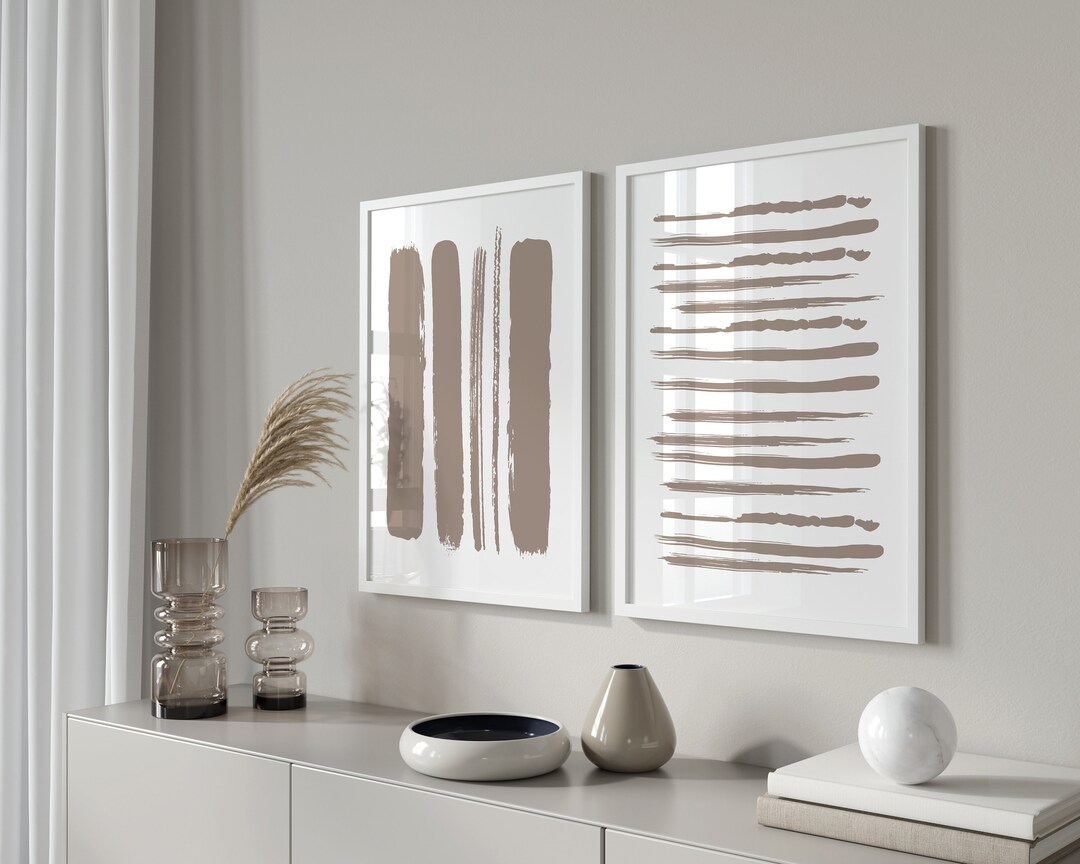 Set of 2 Brown Prints - Minimalist Prints, Brown Wall Art - Brown ...