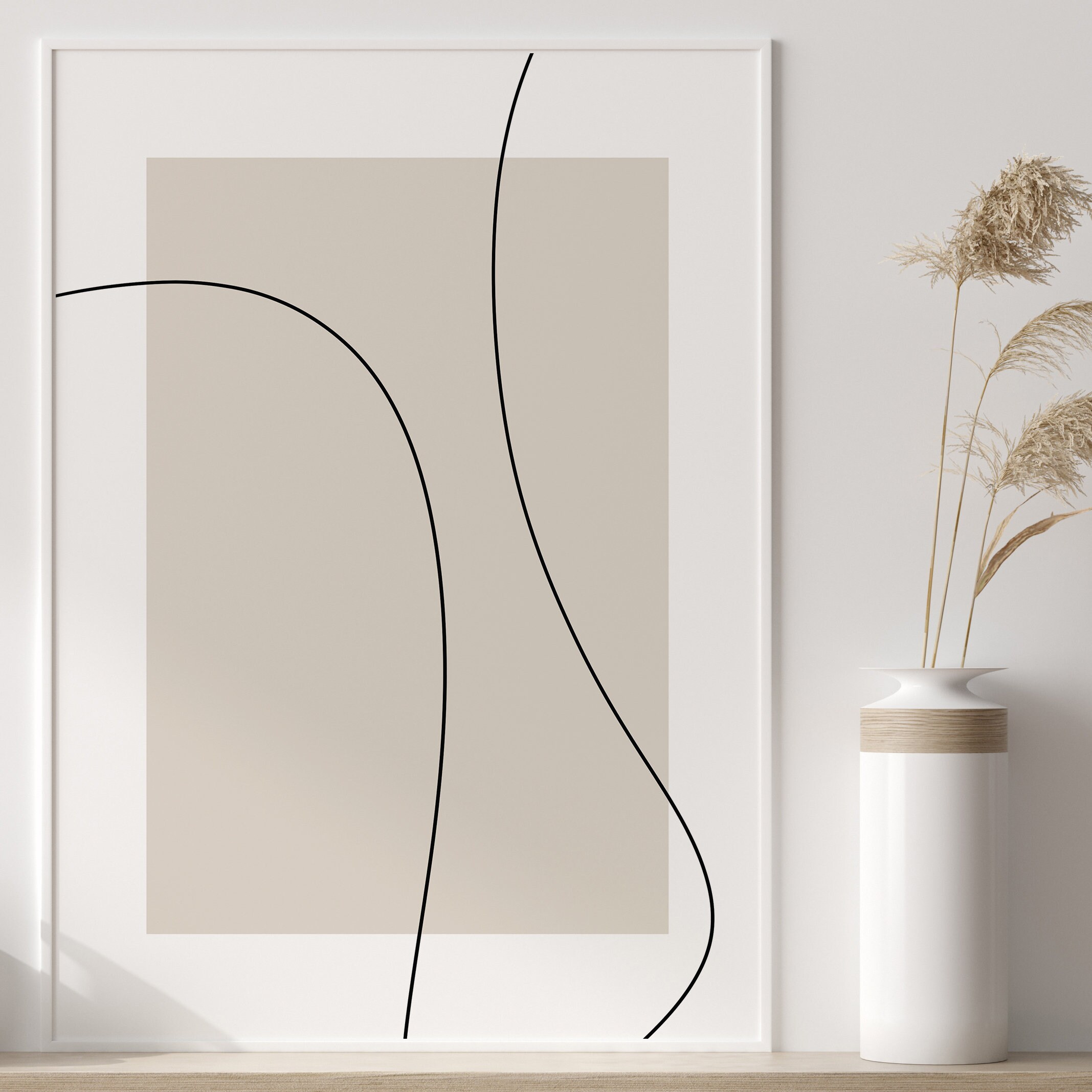 Set of 2 Neutral Abstract Prints Line Drawing Prints | Etsy