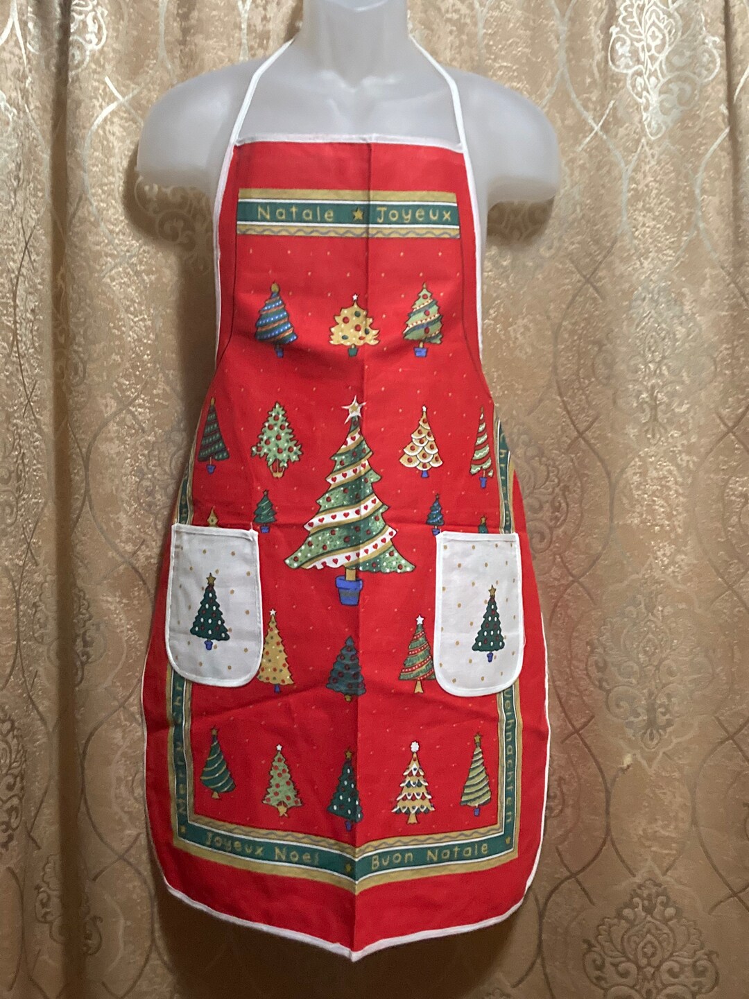 Christmas Tree Apron Red Green New Never Used Long Length**free ...